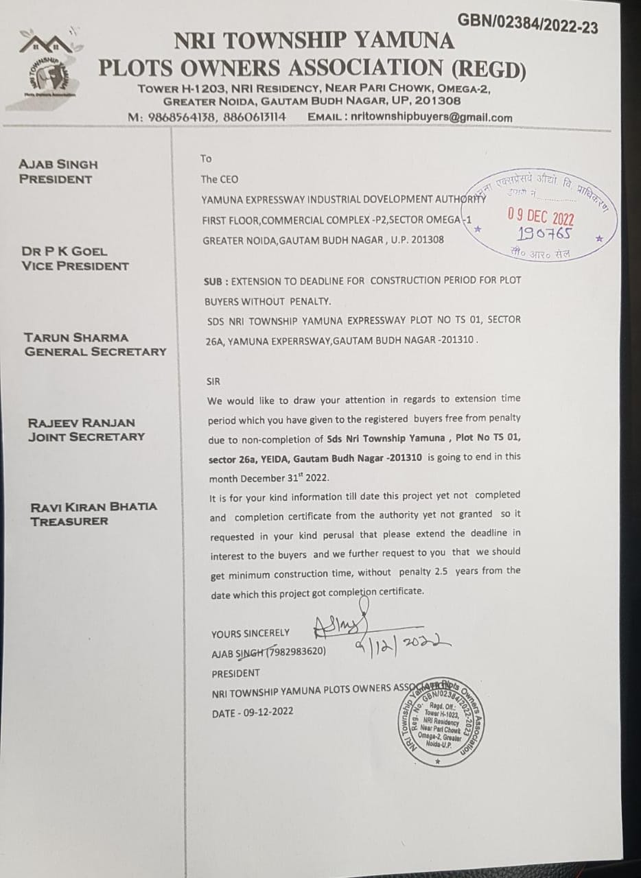 Map Approval & Construction Panelty - NRI Township Yamuna Plot Owners ...